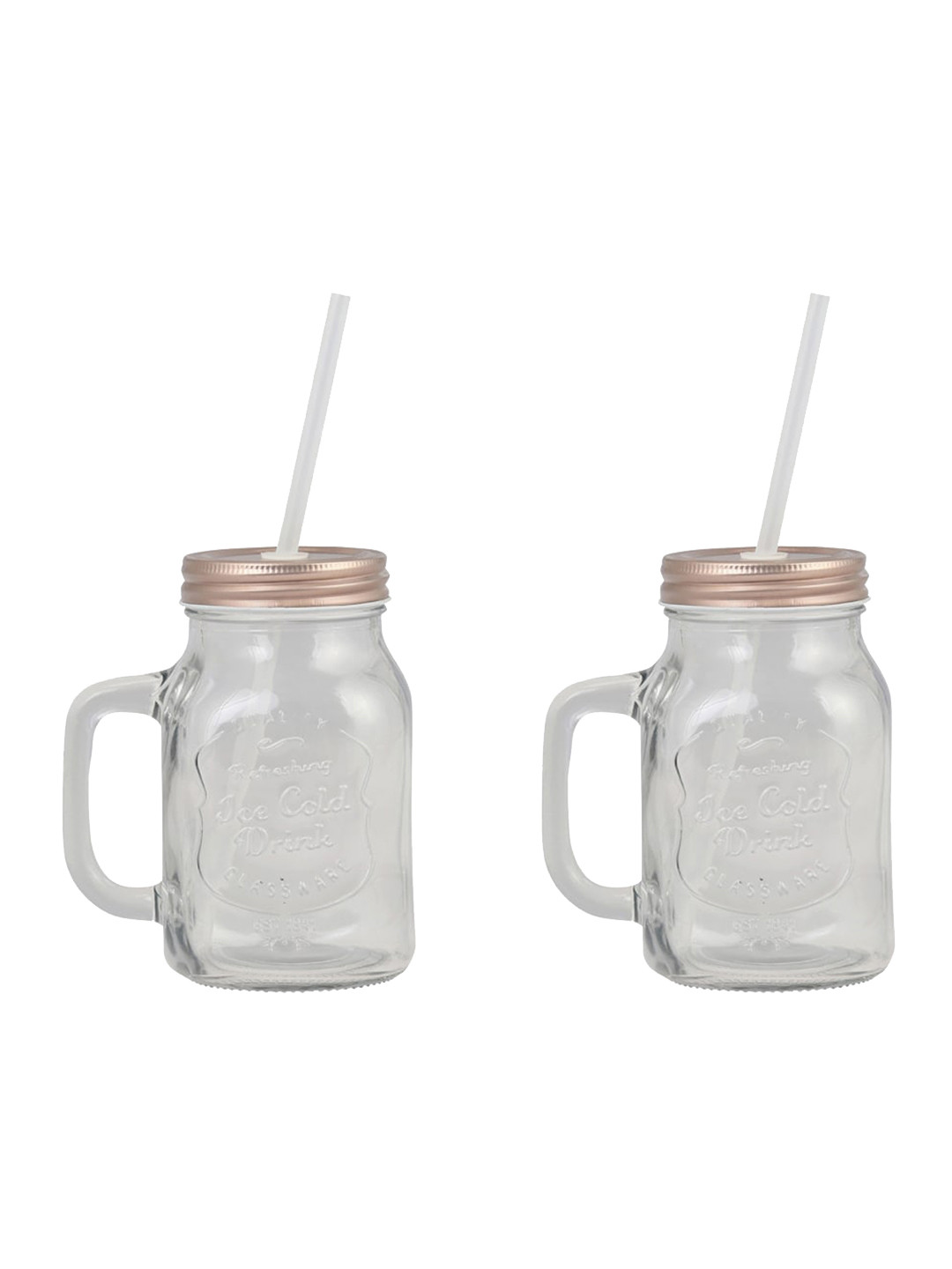 Buy Home Centre Set Of 2 Transparent Solid Water Mason Jar - Water ...