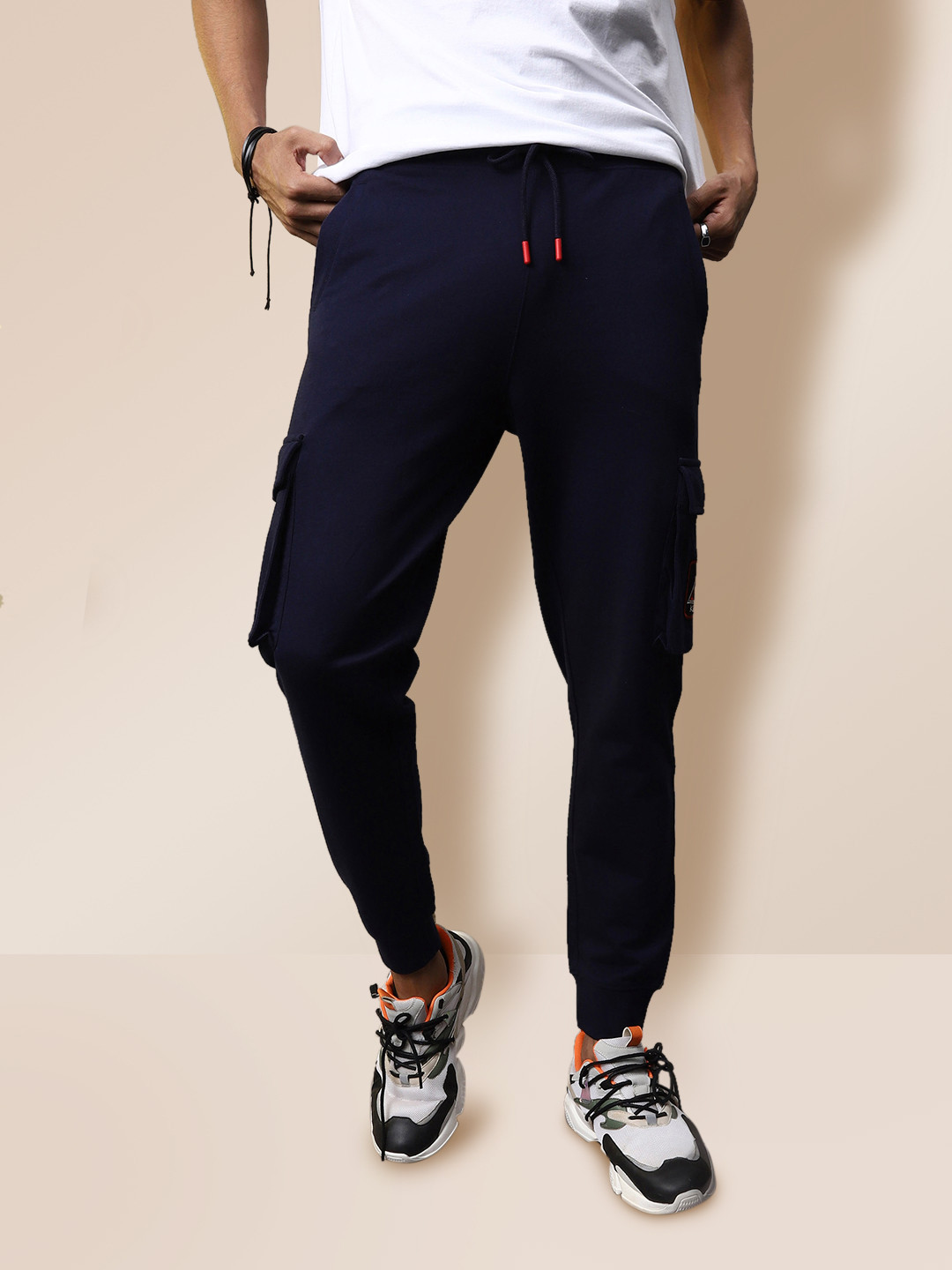 Buy KRA Men Navy Blue Joggers Trousers - Trousers for Men 17802252 | Myntra