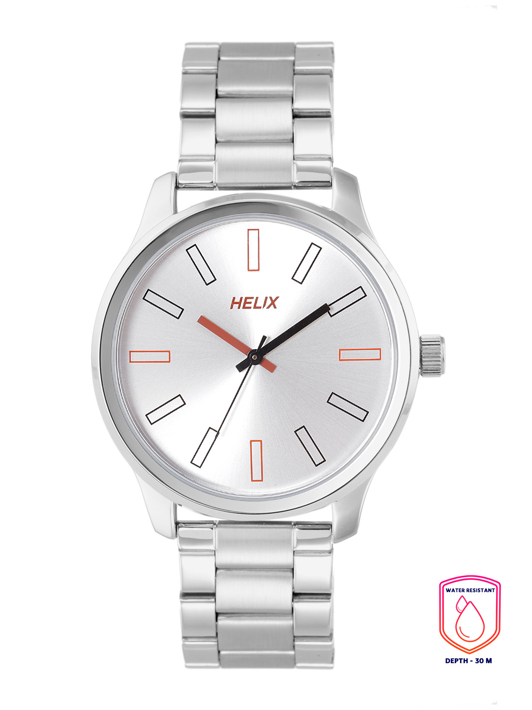 Buy Helix Men Silver Toned Brass Dial & Silver Toned Straps Analogue Watch TW043HG05 - Watches ...