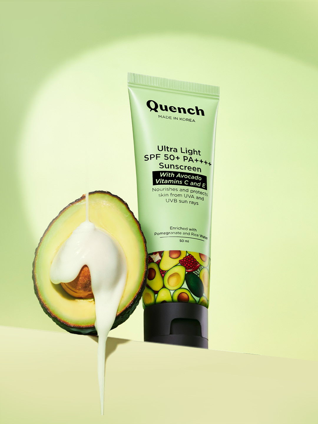 Buy Quench SPF 50+ PA++++ Sunscreen With Avocado For Glowing Skin 50 Ml ...