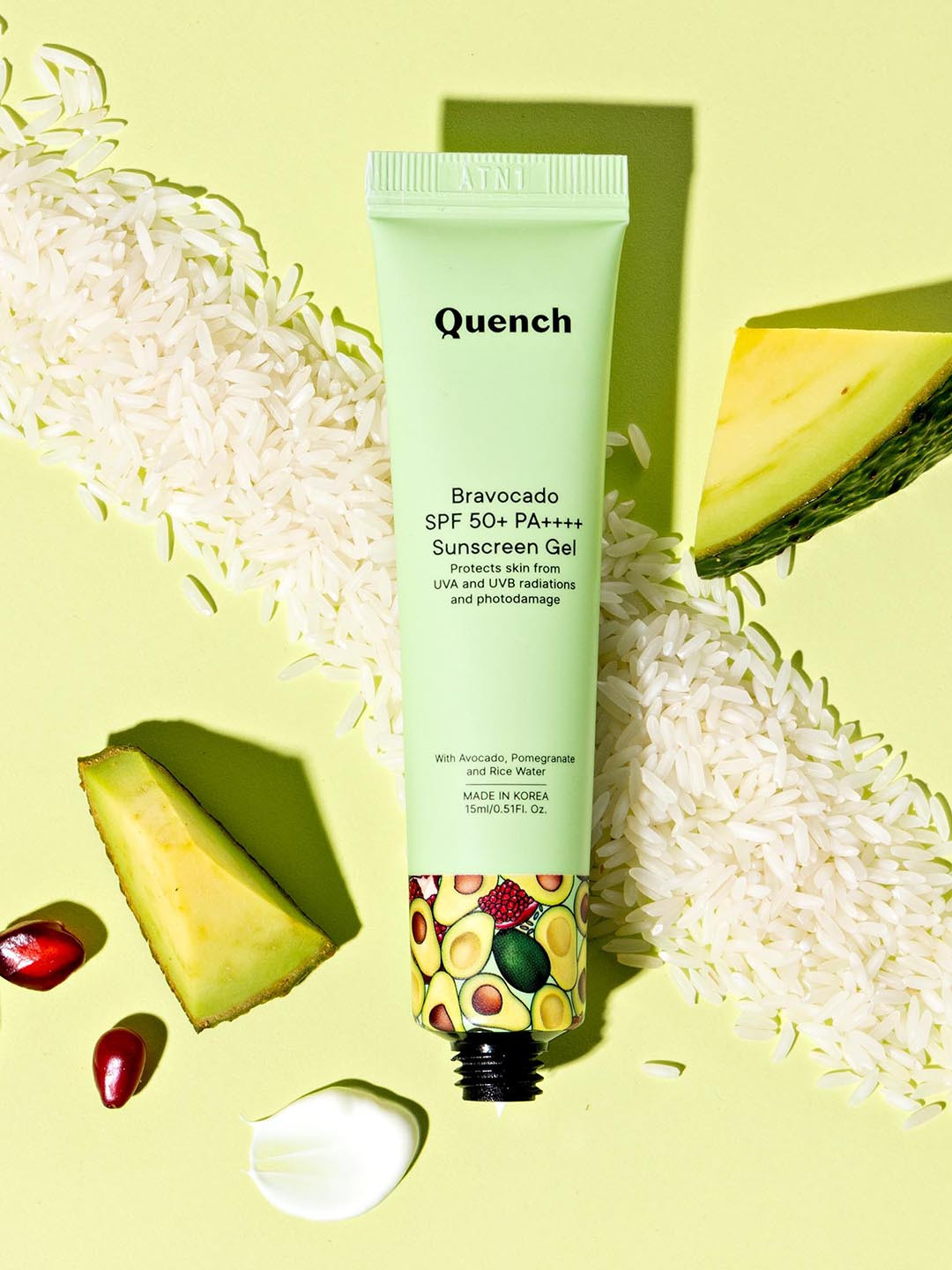 Buy Quench Botanics Bravocado SPF 50+ PA++++ Sunscreen Gel 15 Ml - Face ...