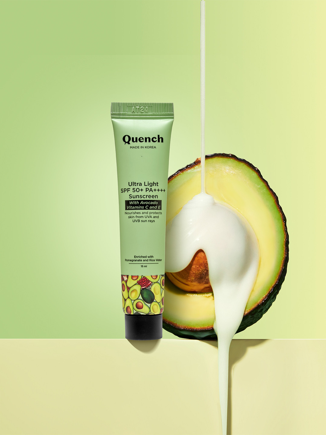 Buy Quench SPF 50+ PA++++ Sunscreen With Avocado For Glowing Skin 15 Ml ...