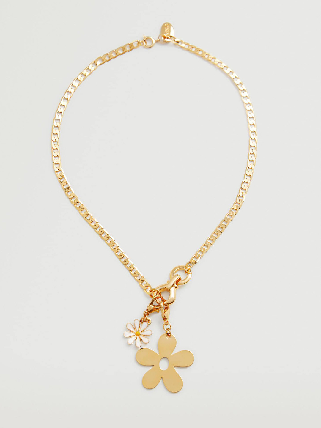 Buy MANGO Gold Toned & White Floral Enamelled Pendant & Chain ...
