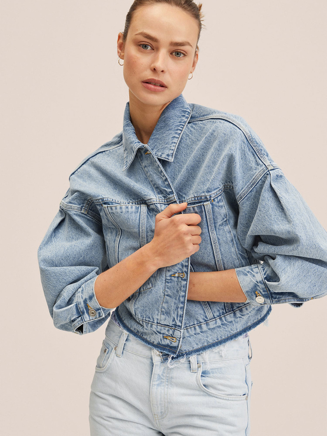 Buy MANGO Women Blue Denim Jacket - Jackets for Women 17808670 | Myntra