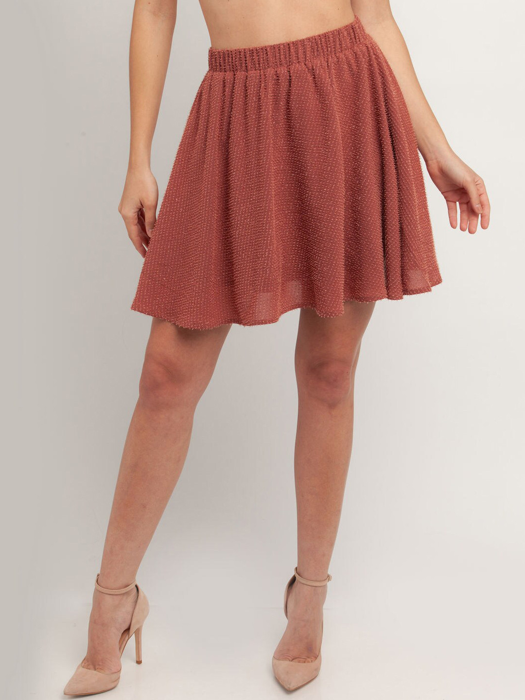 Buy Zink London Women Rust Coloured Textured Skirt - Skirts for Women ...