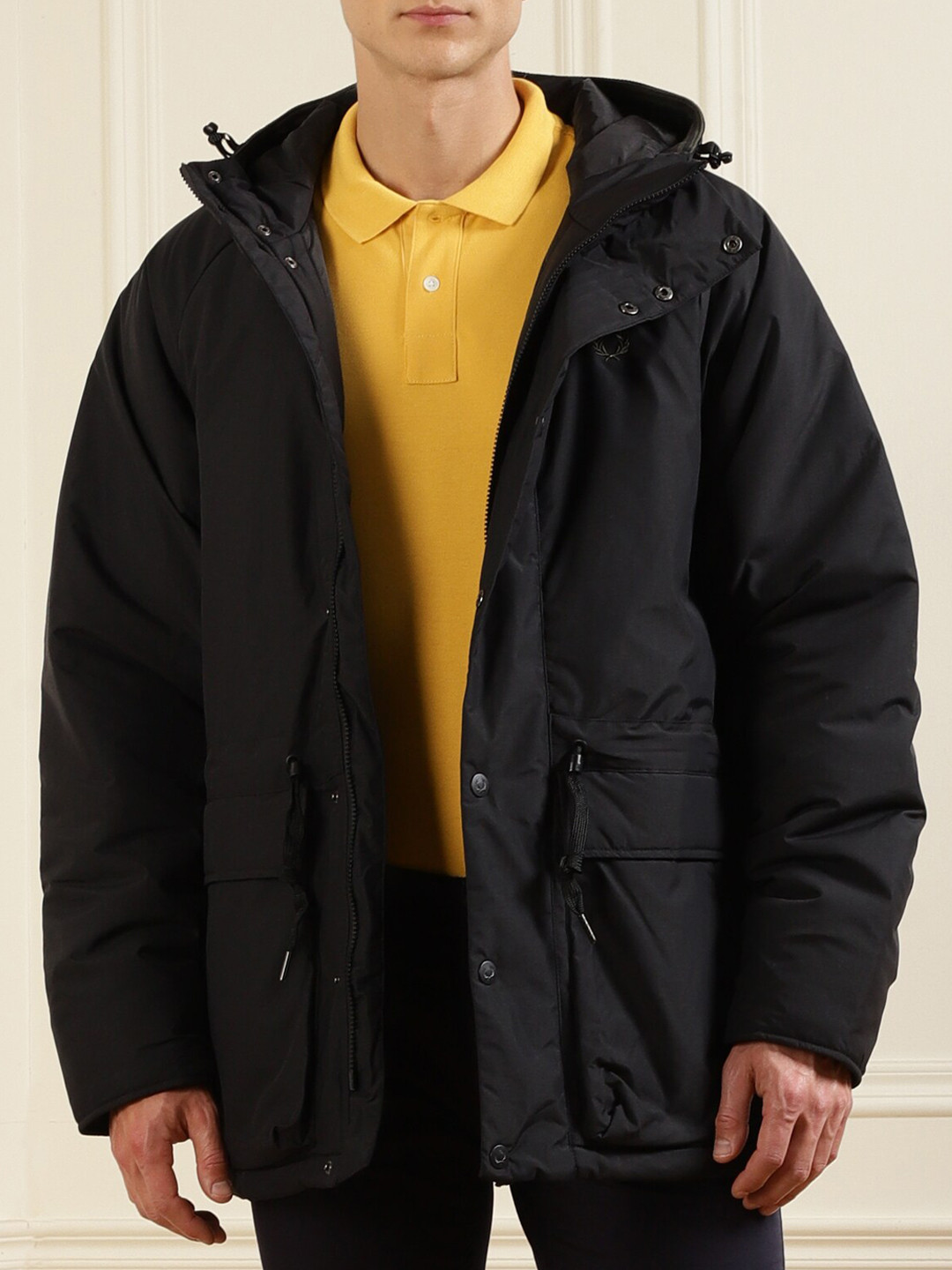 Buy Fred Perry Men Black Longline Tailored Jacket - Jackets for Men ...