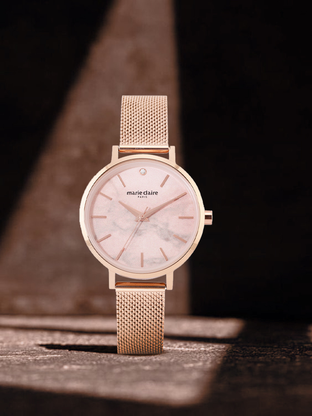 Buy Marie Claire Women Rose Gold Toned Dial & Stainless Steel Analogue ...