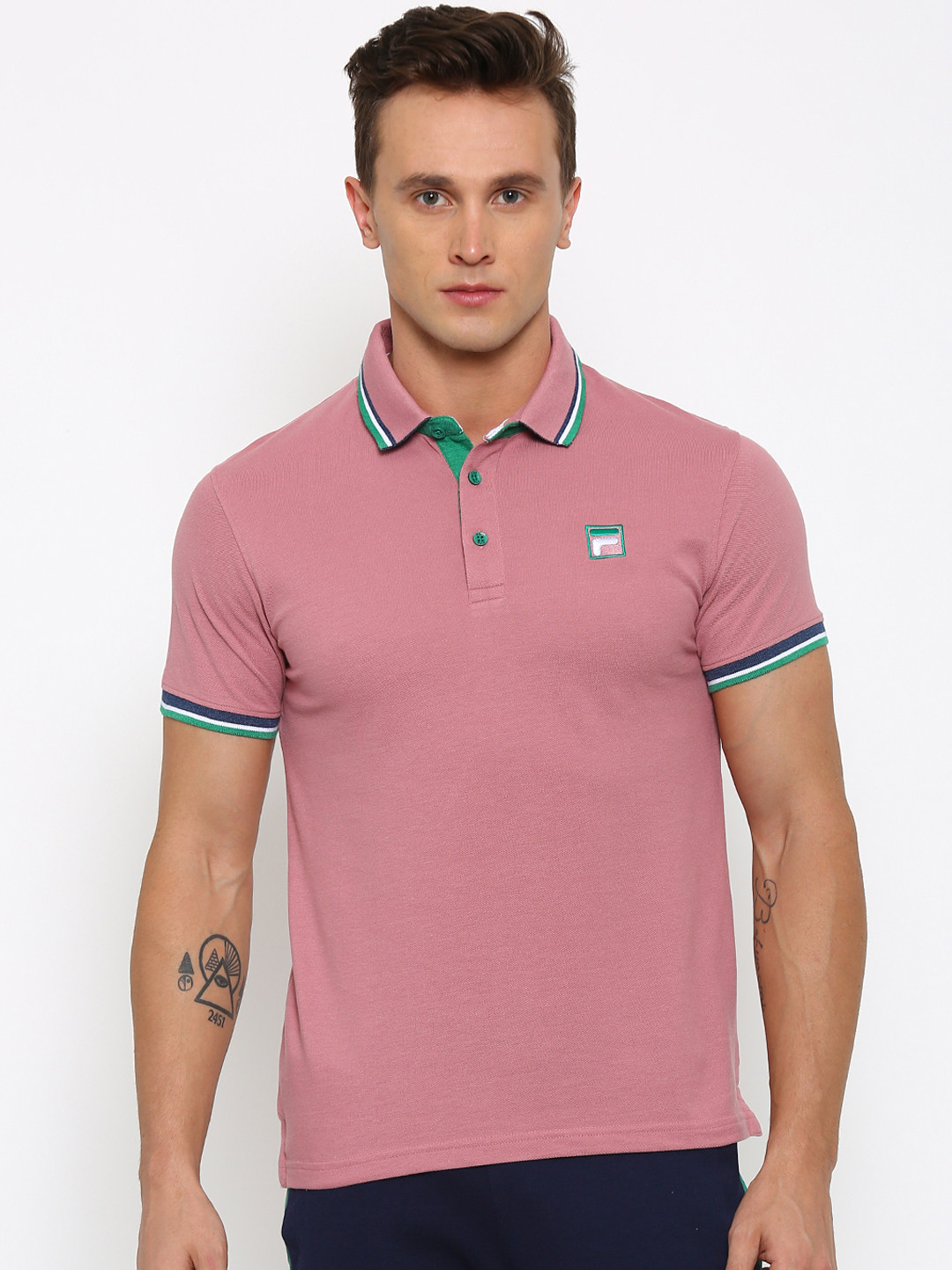 Buy FILA Men Pink Solid Polo Collar T Shirt - Tshirts for Men 1782263 ...