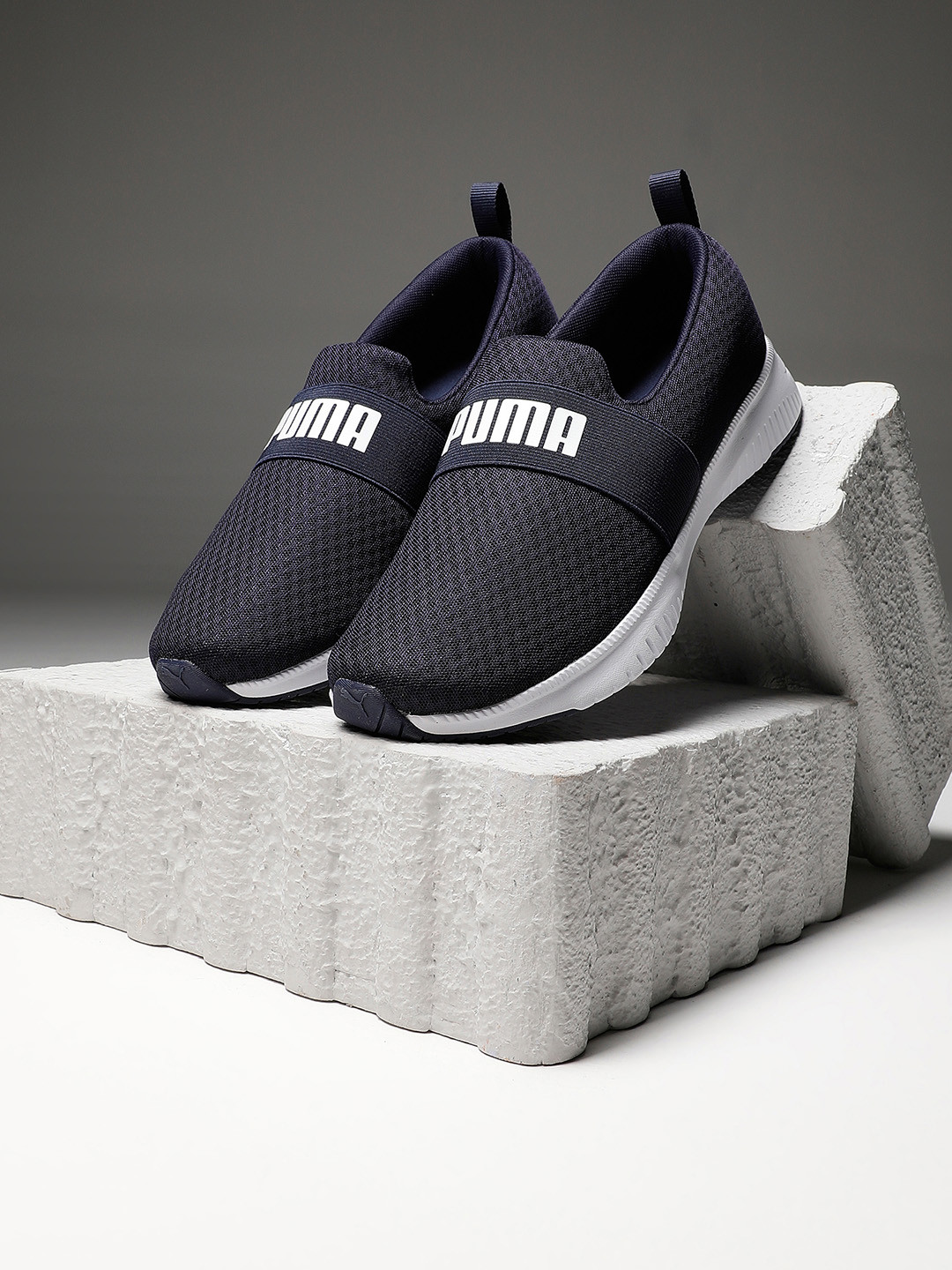 Buy Puma Unisex Navy Blue Solid Textile Running Shoes - Sports Shoes ...