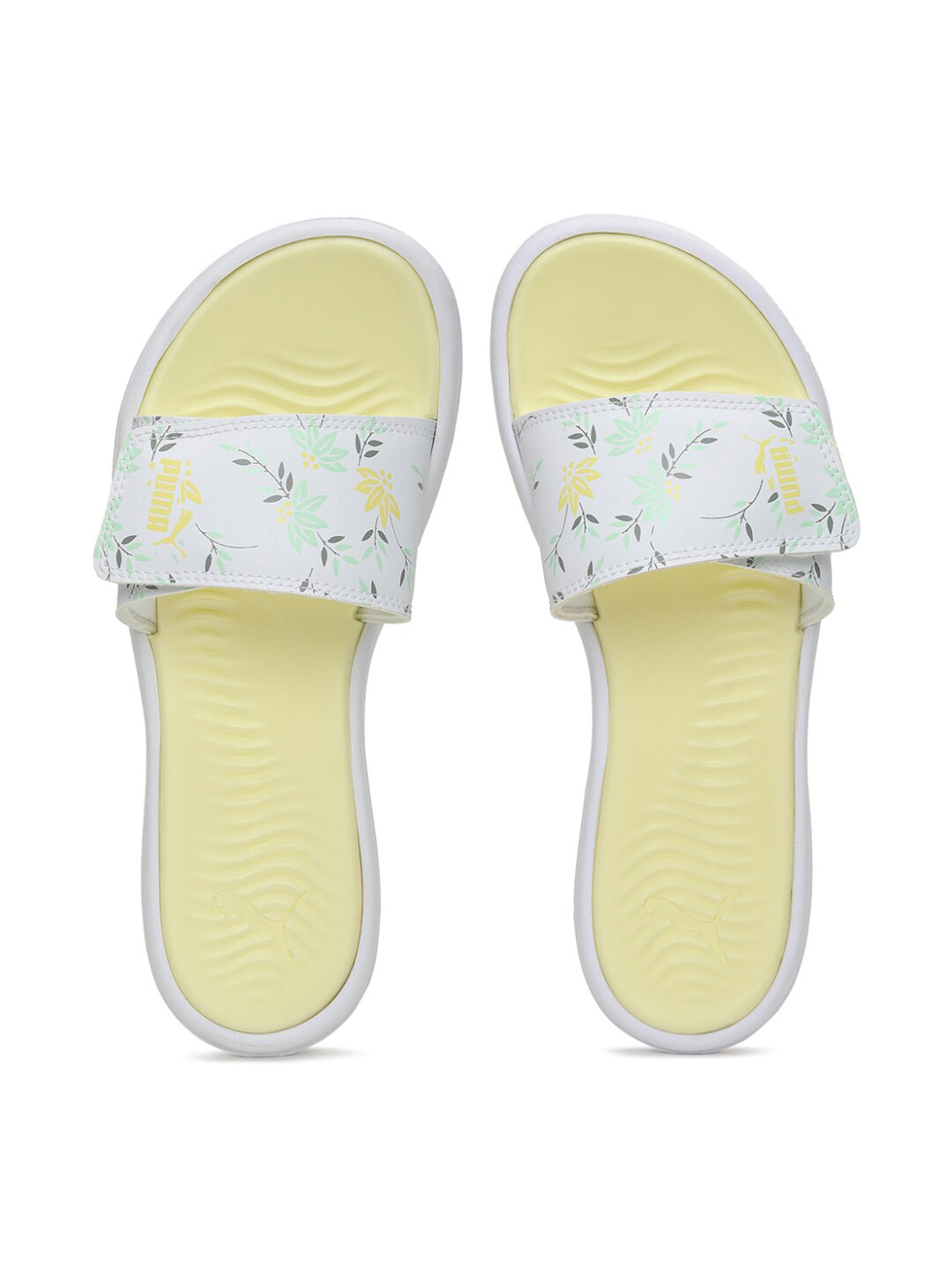Buy Puma Women Yellow & White Printed Silvia V2 Sliders - Flip Flops ...
