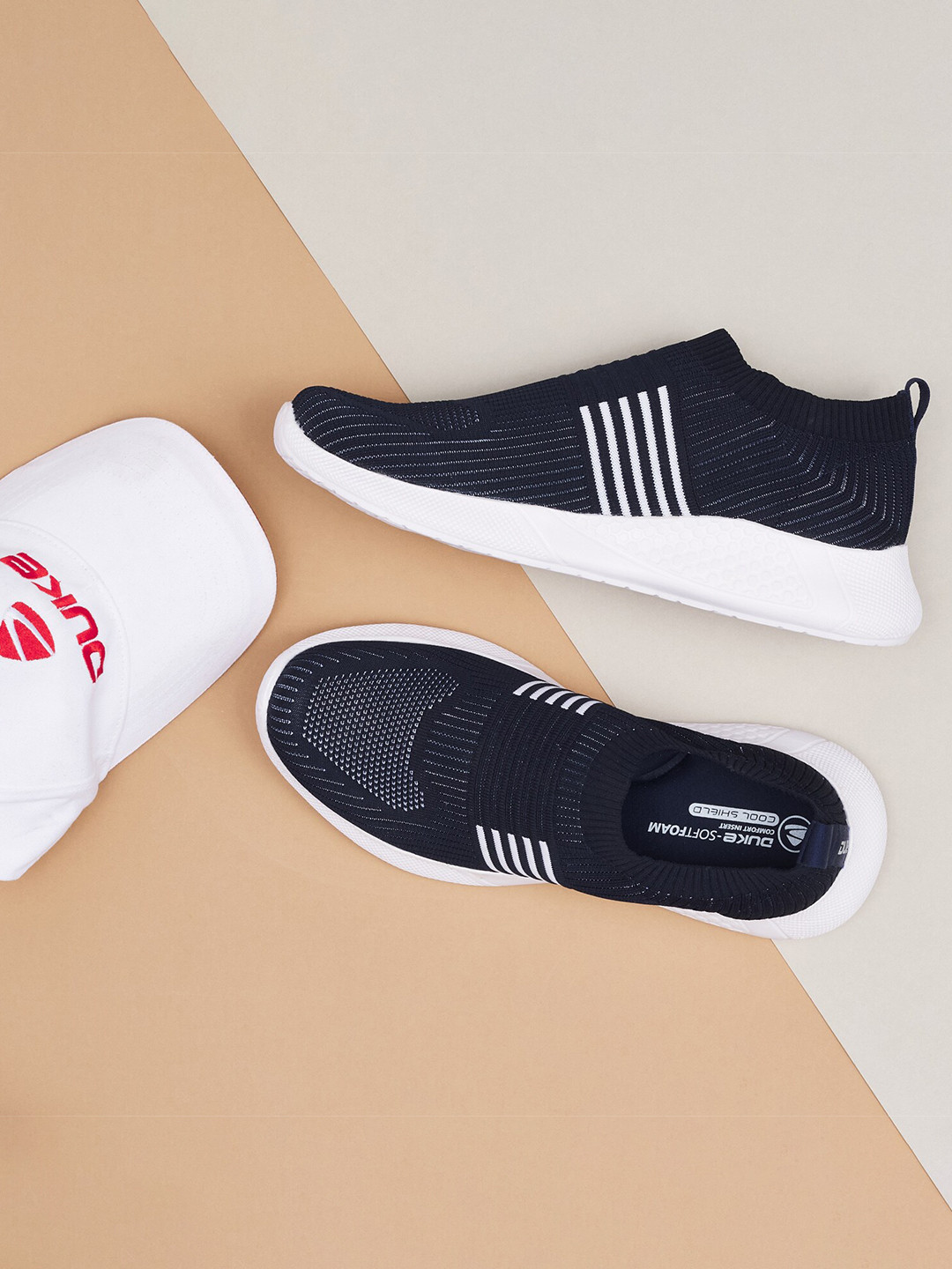 Buy Duke Men Navy Blue & White Solid Running Shoes - Sports Shoes for ...