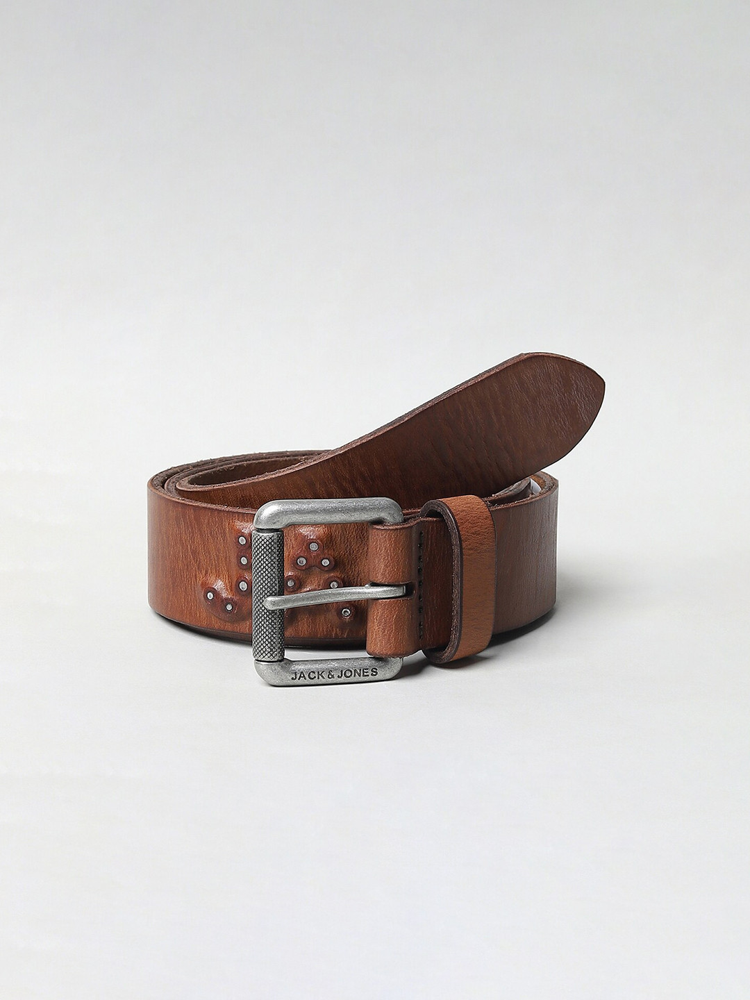 Buy Jack & Jones Men Brown Embellished Leather Belt - Belts for Men ...