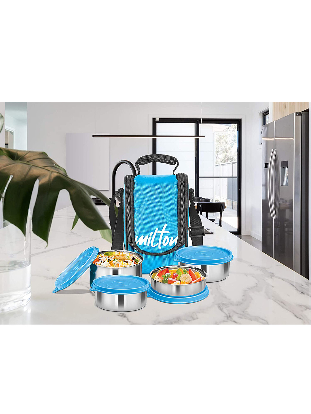 Buy Milton Blue Solid Stainless Steel Lunch Box With Bag - Kitchen ...