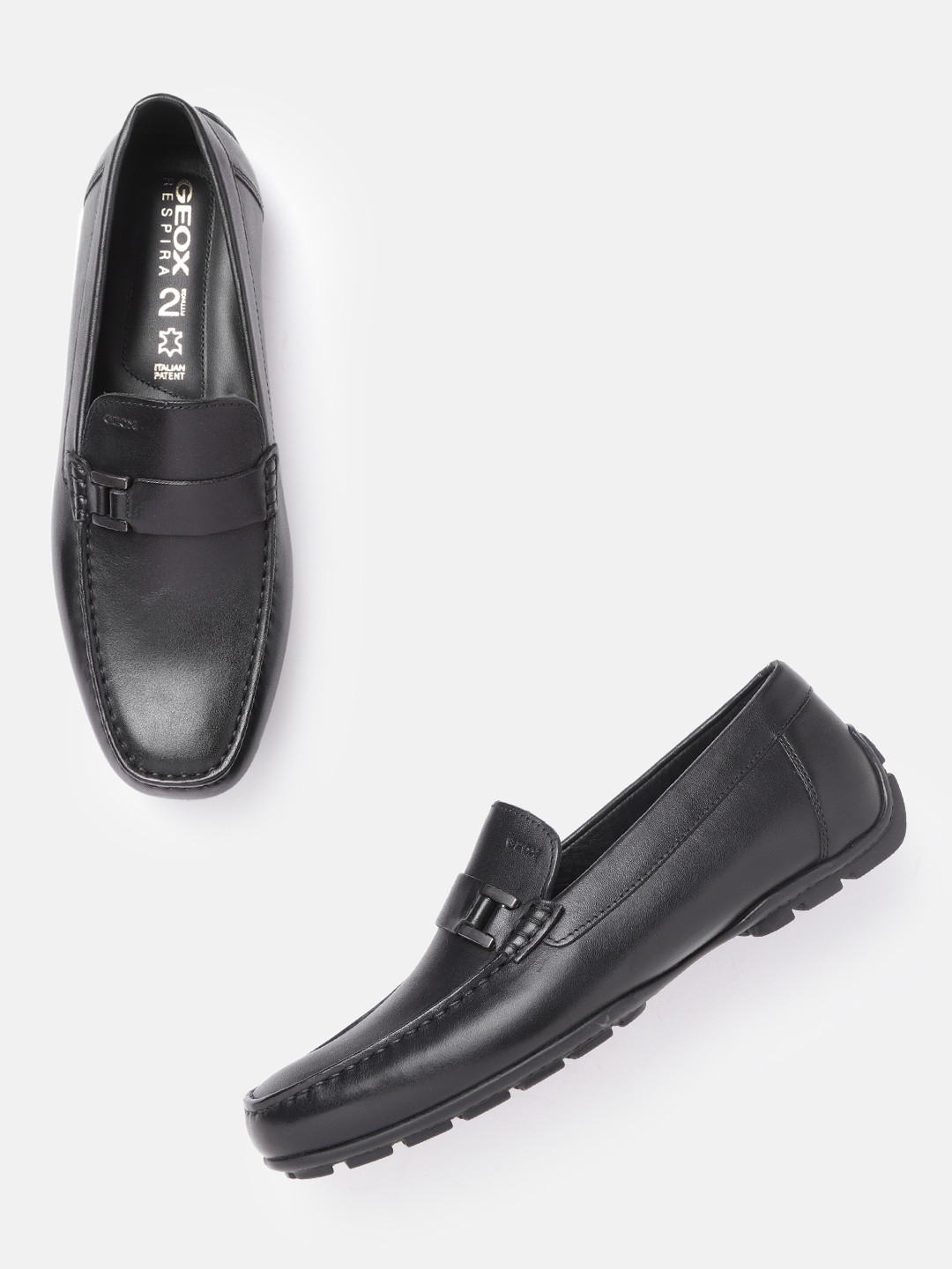 Buy Geox Men Black Textured Leather Driving Shoes - Casual Shoes for ...