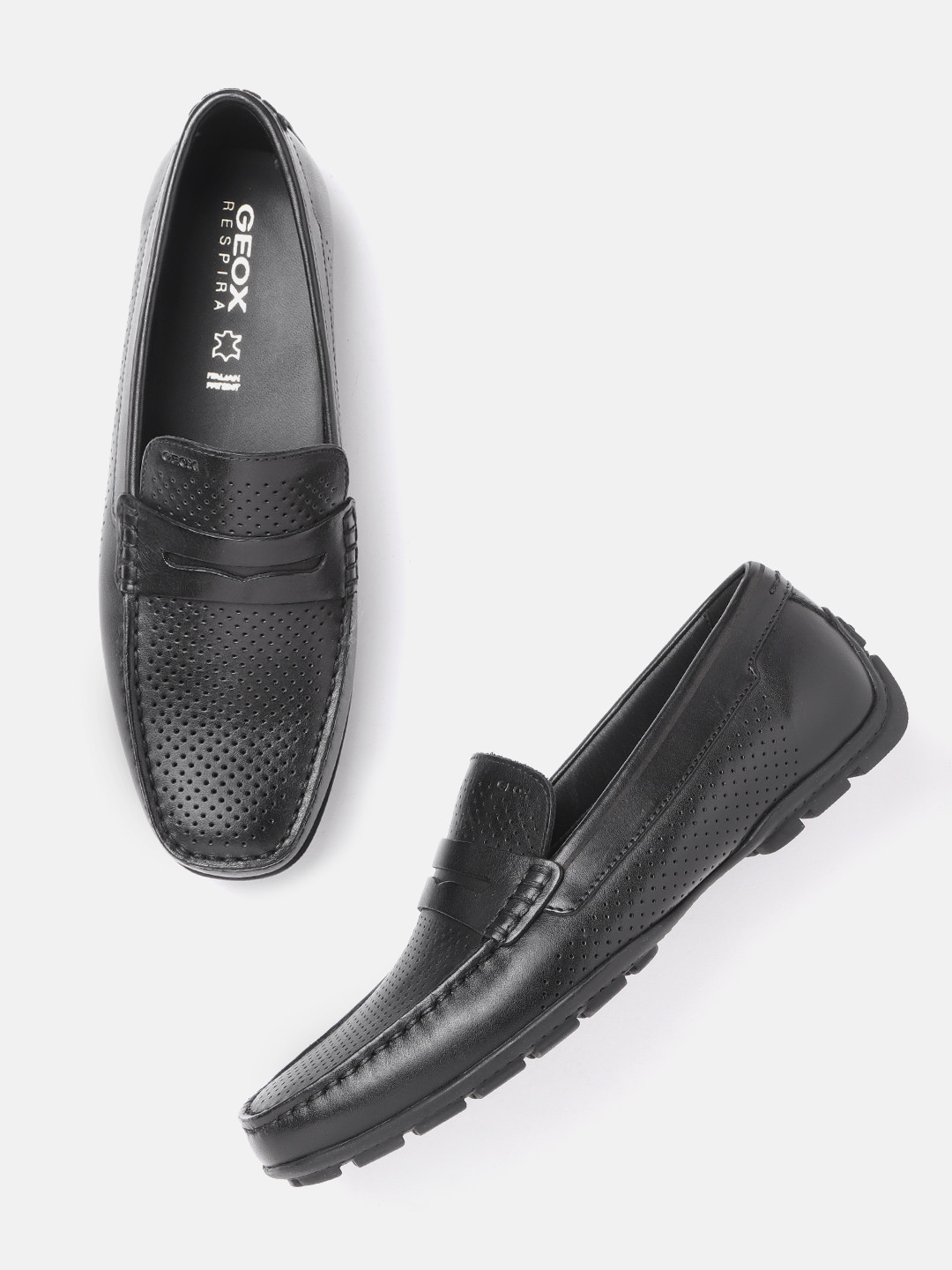 Buy Geox Men Black Textured Leather Driving Shoes - Casual Shoes for ...