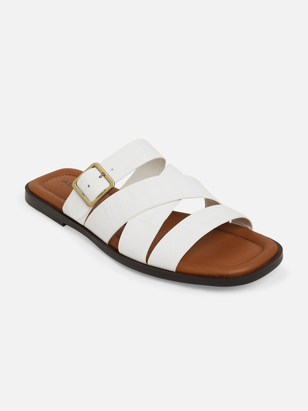 Buy ALDO Men White Leather Comfort Sandals - Sandals for Men 17834302 ...