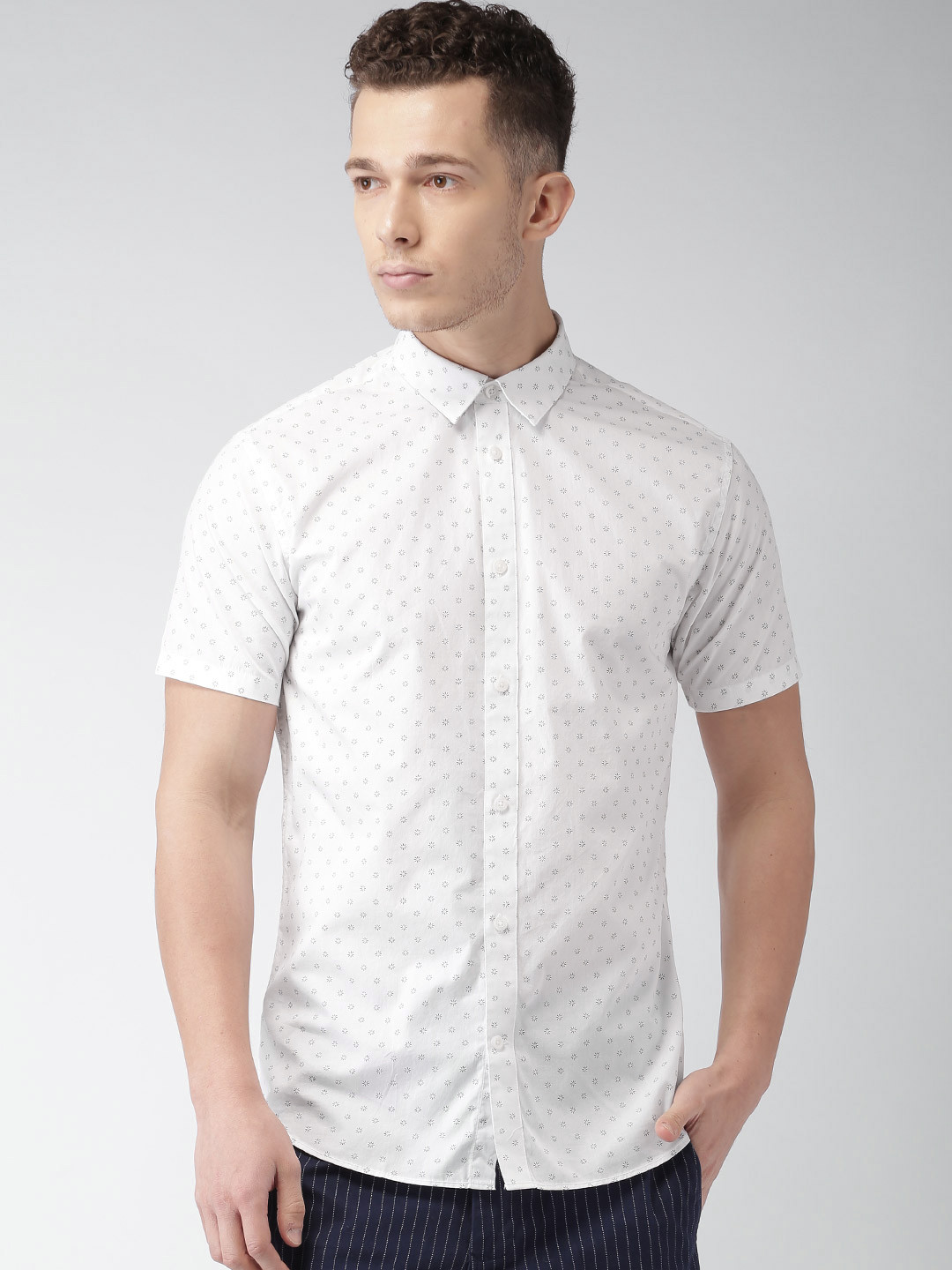 Buy SELECTED Homme Identity White Slim Fit Printed Casual Shirt ...