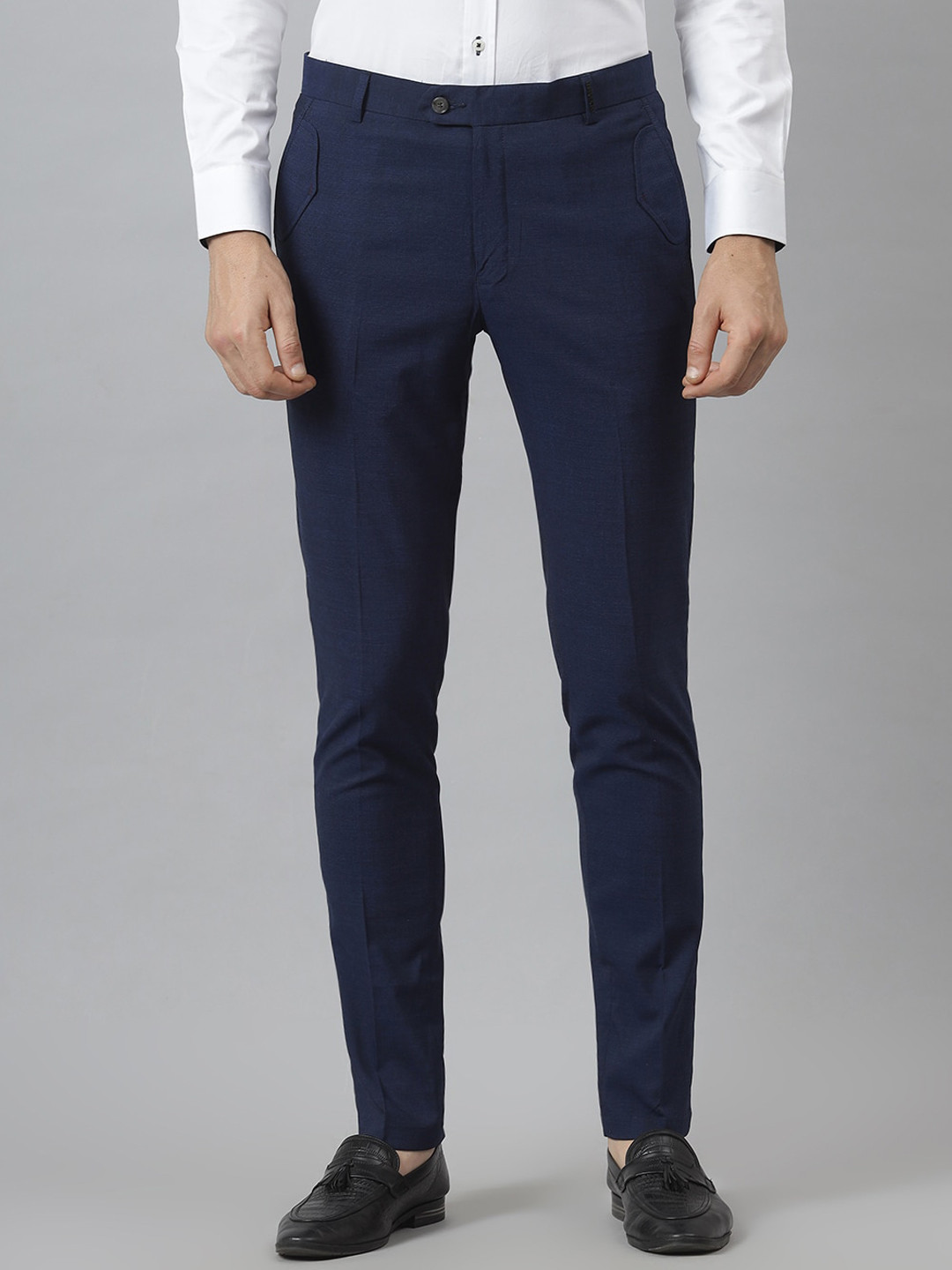 Buy MR BUTTON Men Blue Slim Fit Trousers - Trousers for Men 17838290 ...