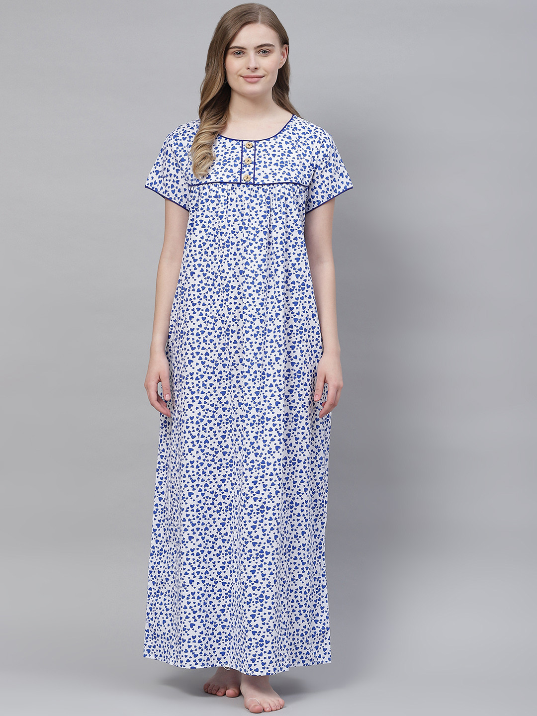 Buy Vemante Women White Pure Cotton Conversational Printed Maxi ...