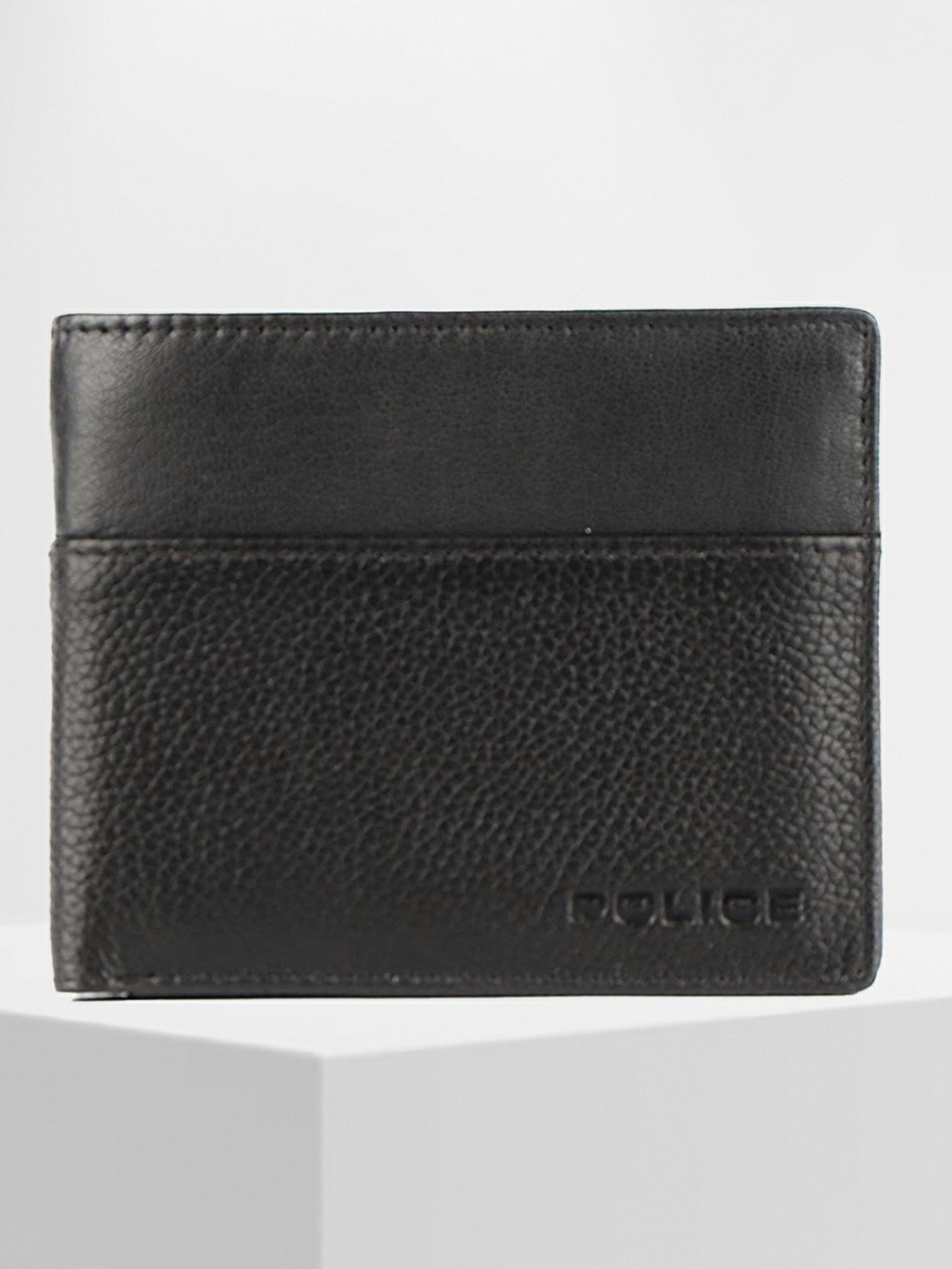 Buy Police Men Black Textured Leather Two Fold Wallet - Wallets for Men ...