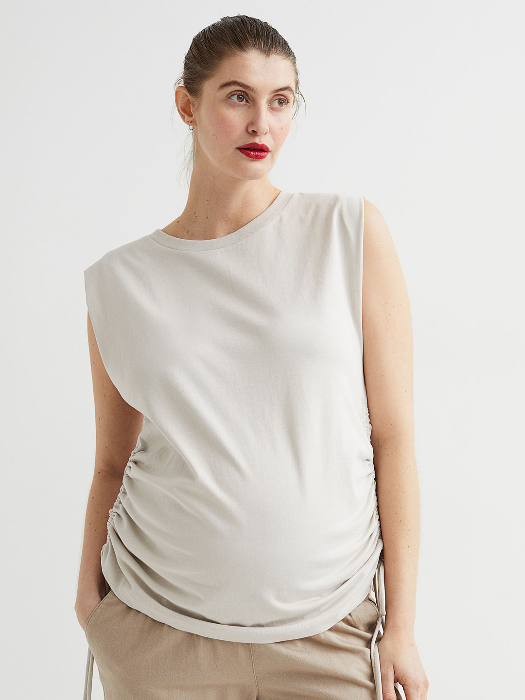 Buy H&M Women Beige MAMA Sleeveless Drawstring Top - Tops for Women ...