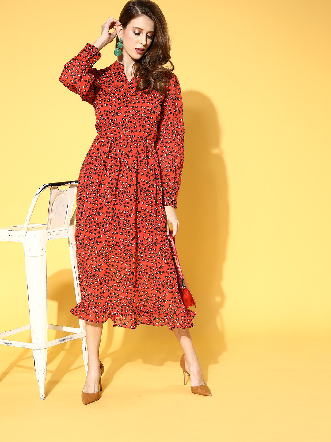 Buy PlusS Women Attractive Red Animal Printed Party Dress - Dresses for ...