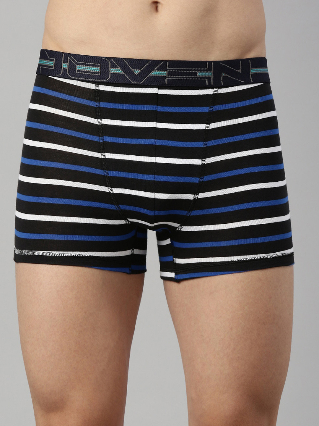 Buy Joven Men Navy Blue & White Striped Cotton Neo Trunks - Trunk for ...