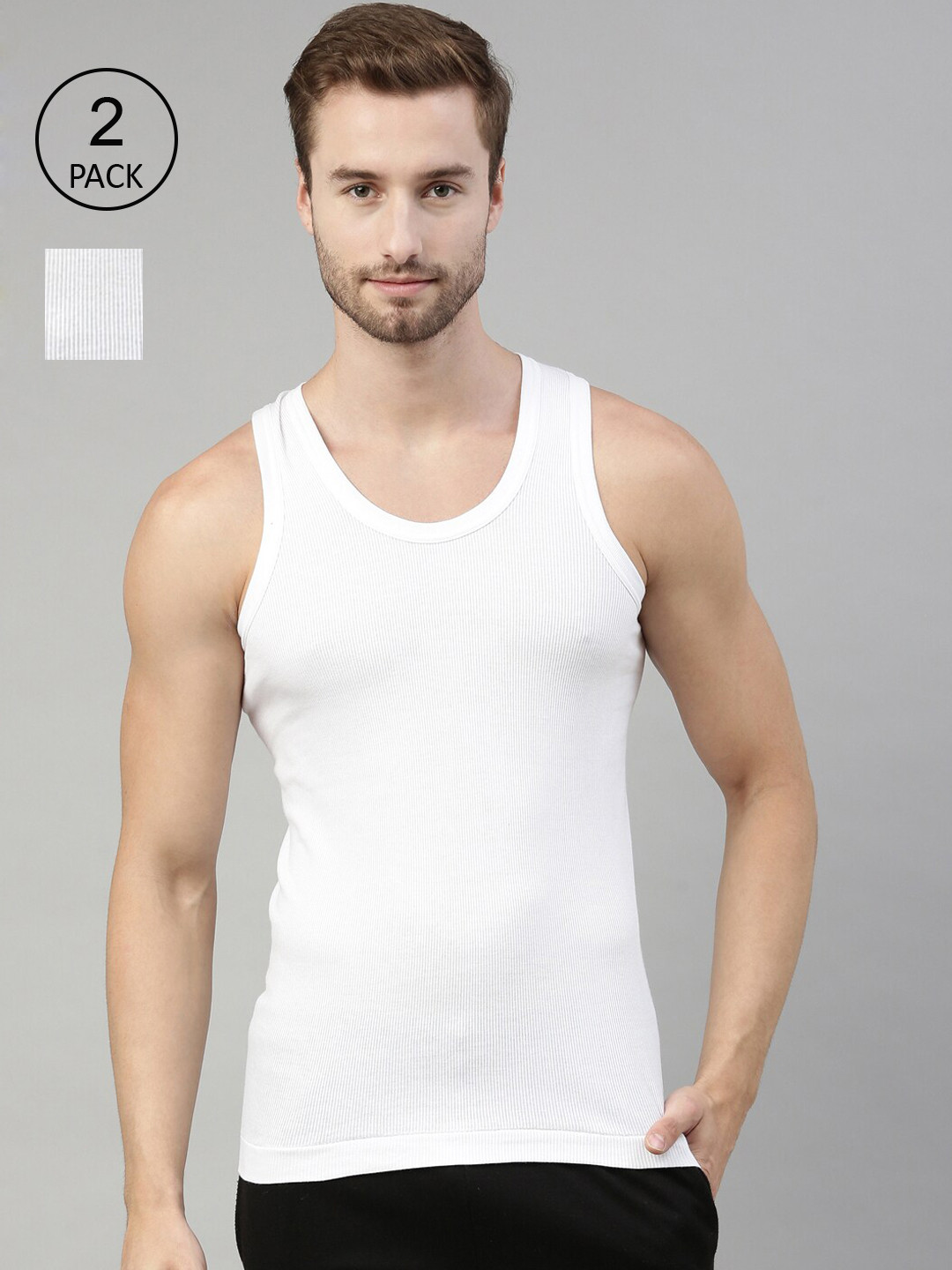 Buy DIXCY SCOTT Men Pack Of 2 Solid Cotton Innerwear Gym Vests ...