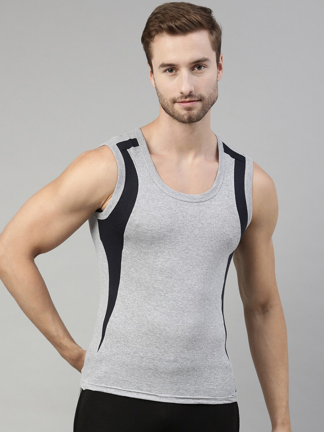Buy DIXCY SCOTT Men Grey Solid Innerwear Vests DSO BOLD GYM VEST (B ...