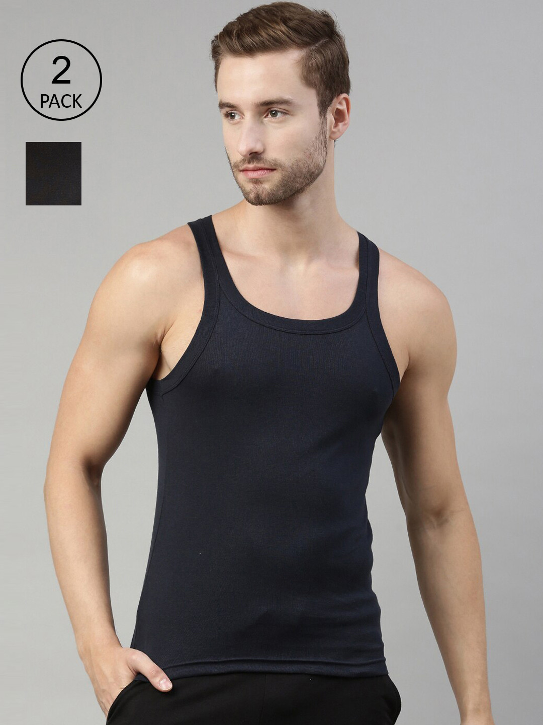 Buy DIXCY SCOTT Men Pack Of 2 Solid Regular Vest - Innerwear Vests for ...