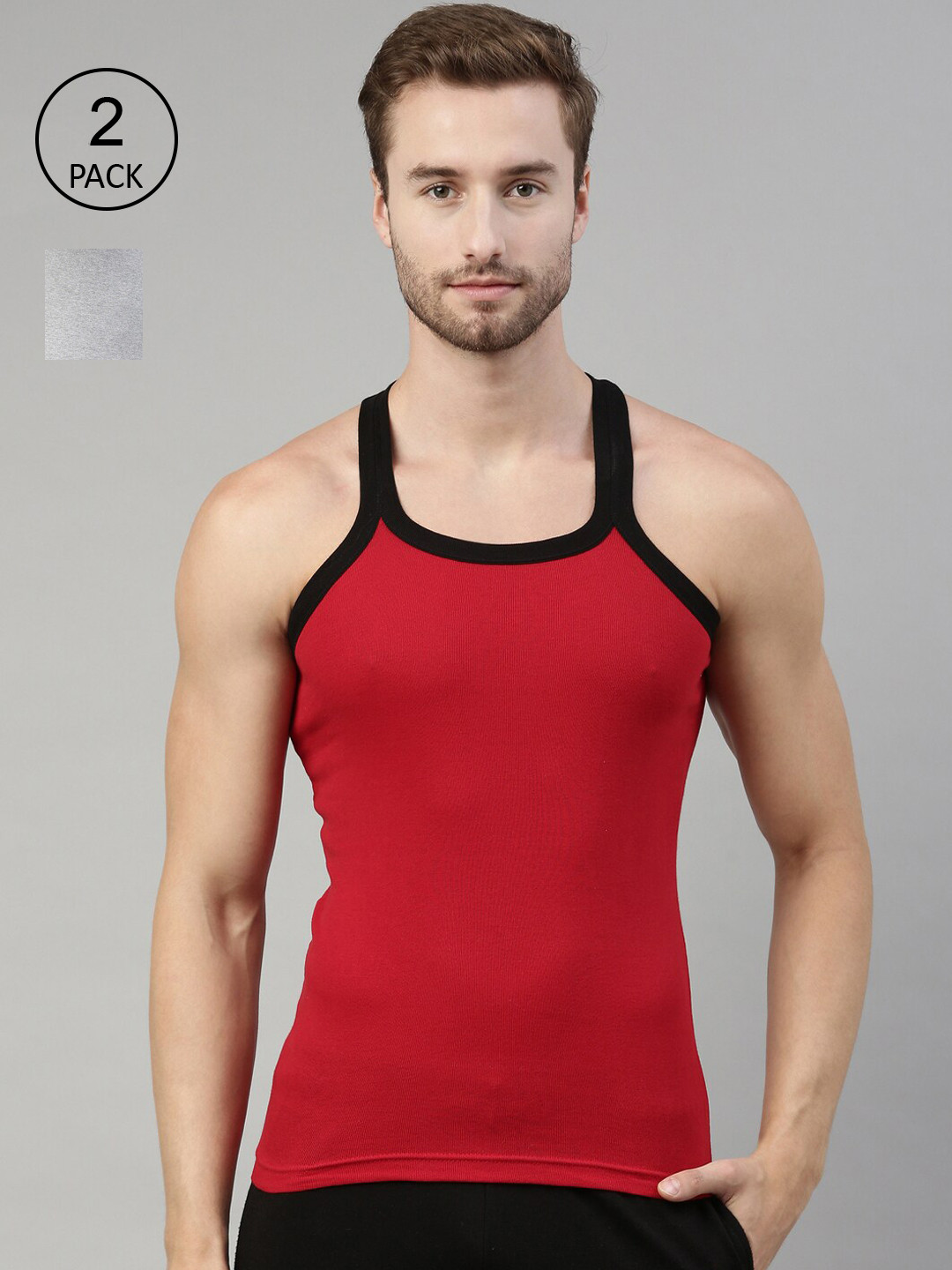 Buy DIXCY SCOTT Men Pack Of 2 Solid Cotton Innerwear Vests - Innerwear ...