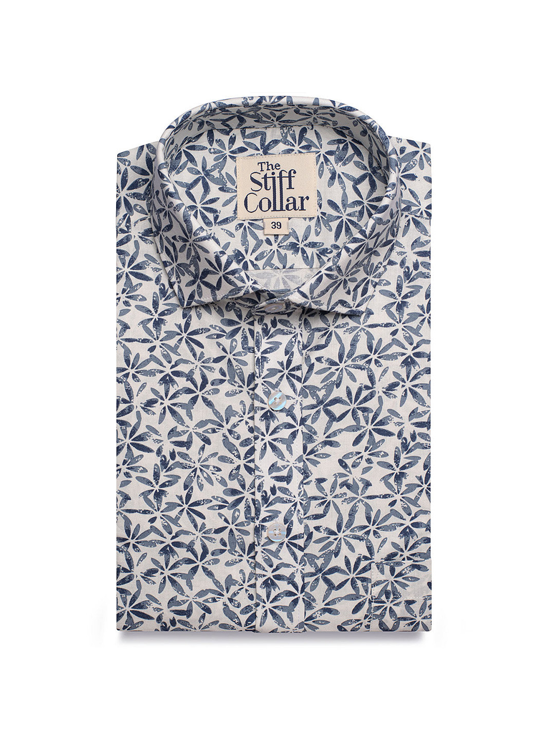 Buy The Stiff Collar Men Beige Comfort Floral Printed Pure Cotton ...
