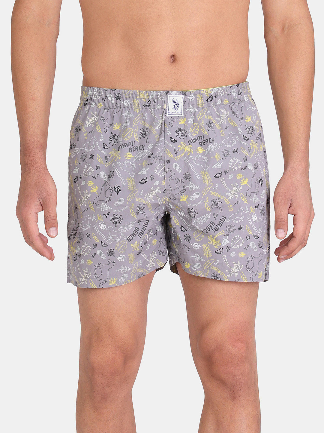 Buy U.S. Polo Assn. Men Grey Printed Pure Cotton Boxers IYAC ABA PR ...