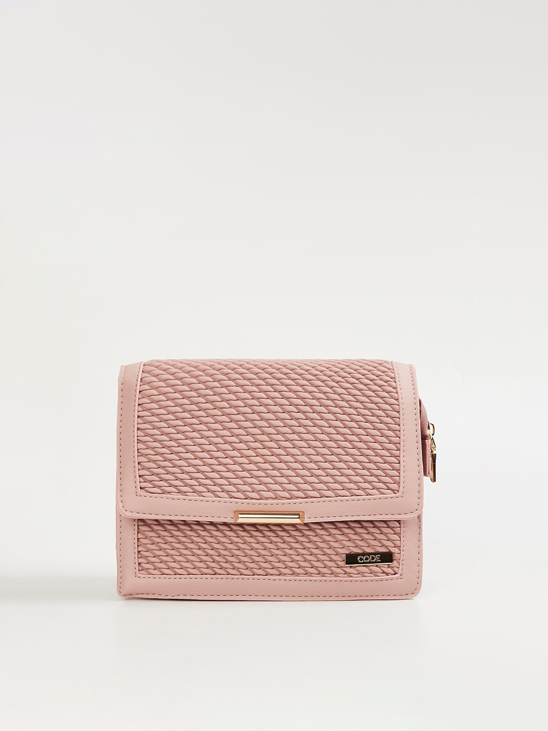 Buy CODE By Lifestyle Pink Textured Structured Sling Bag - Handbags for ...
