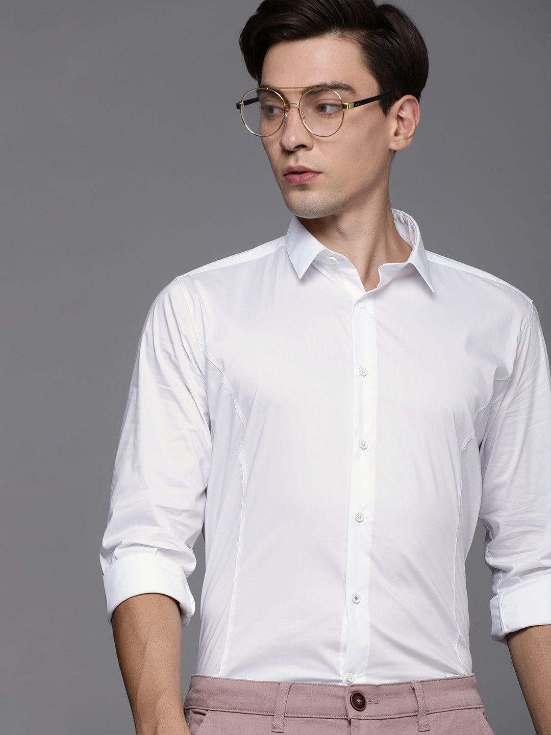 Buy Louis Philippe Ath Work Men White Super Slim Fit Smart Casual Shirt ...