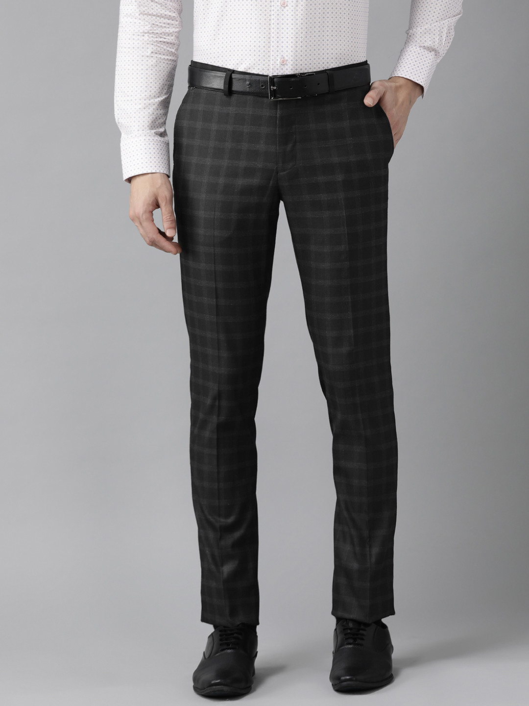 Buy Blackberrys Men Black Checked B 91 Skinny Fit Trousers - Trousers ...