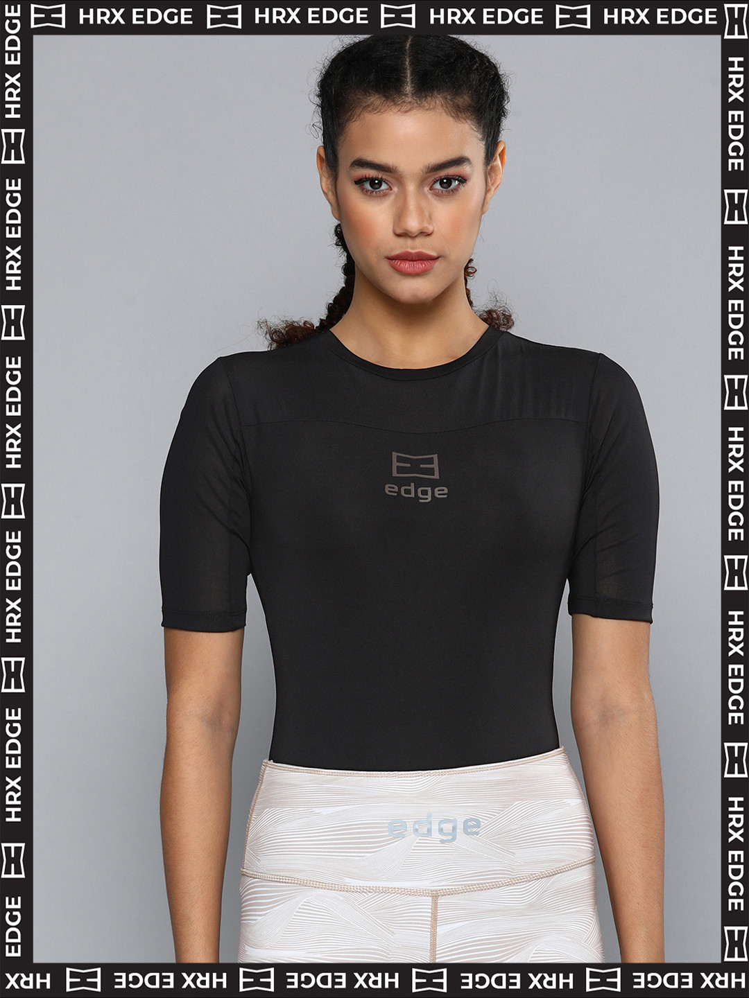 Buy HRX By Hrithik Roshan EDGE Women Jet Black Rapid Dry Textured ...