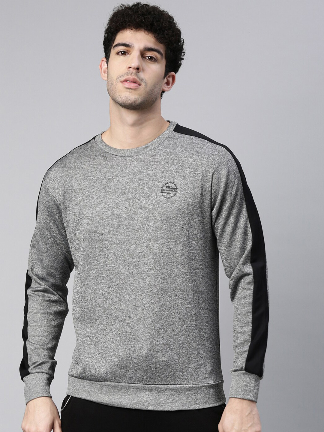Buy Proline Active Men Grey Solid Cotton Sweatshirt - Sweatshirts for ...