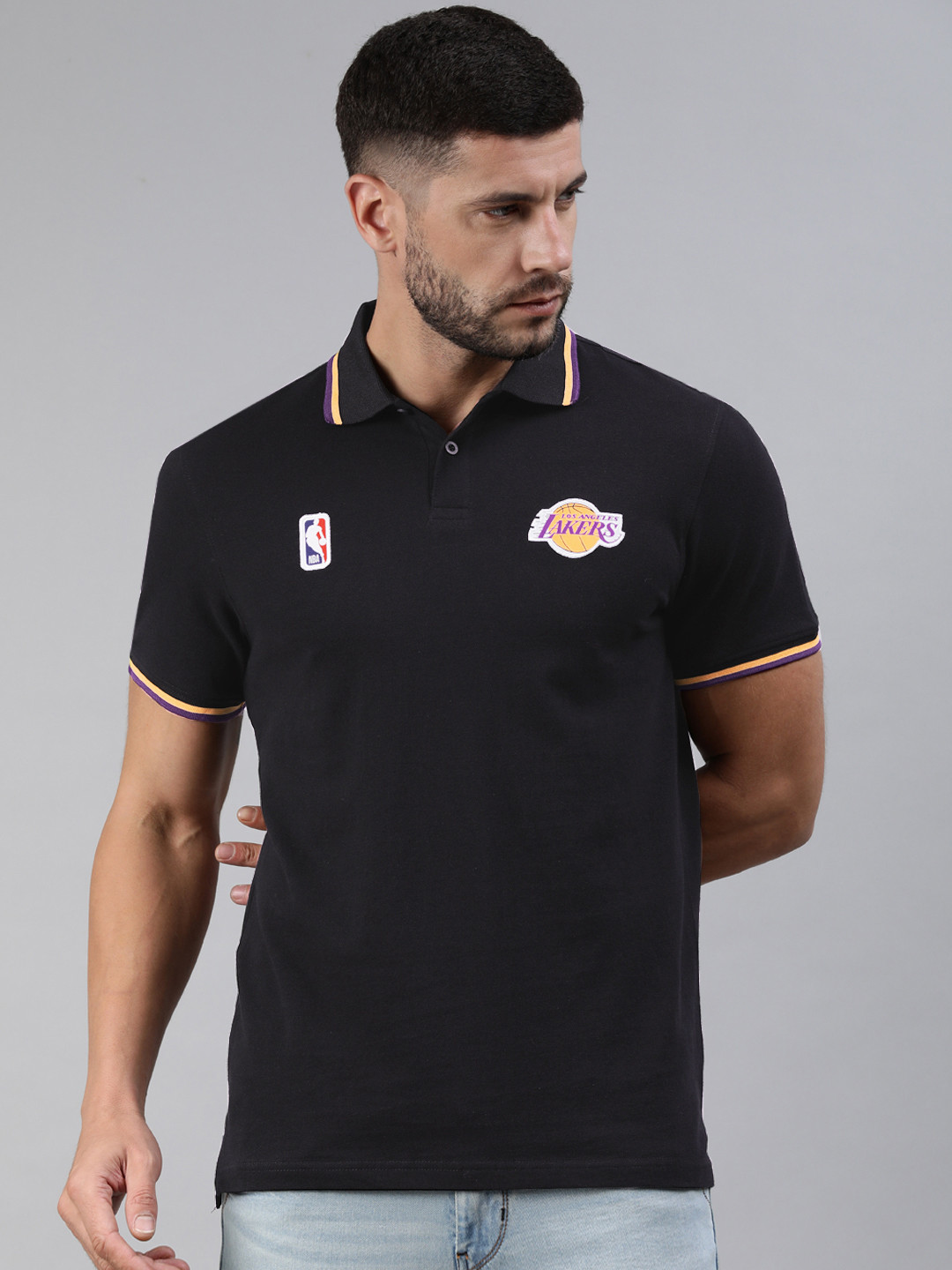 Buy NBA Men Black LA Lakers Classic Polo T Shirt - Tshirts for Men ...