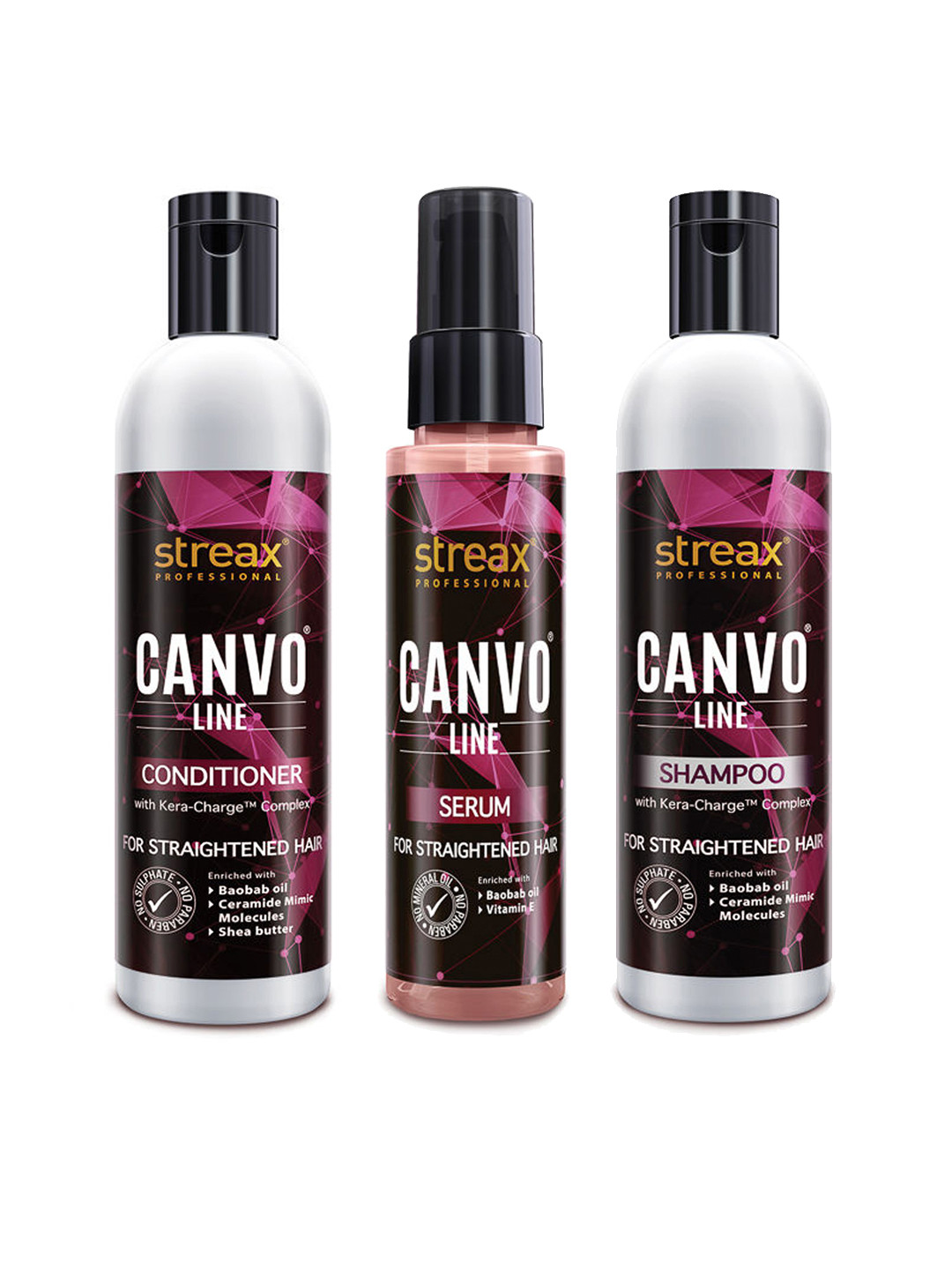 Buy Streax Professional Canvo Line Hair Serum Shampoo Conditioner Combo ...