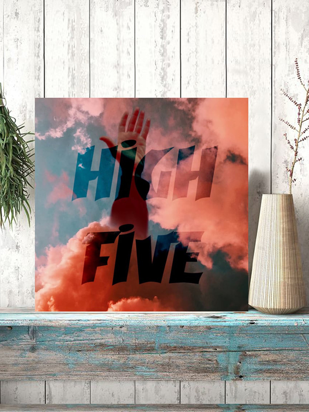 Buy Gallery99 Black & Blue High Five Textured Wooden Wall Art - Wall ...