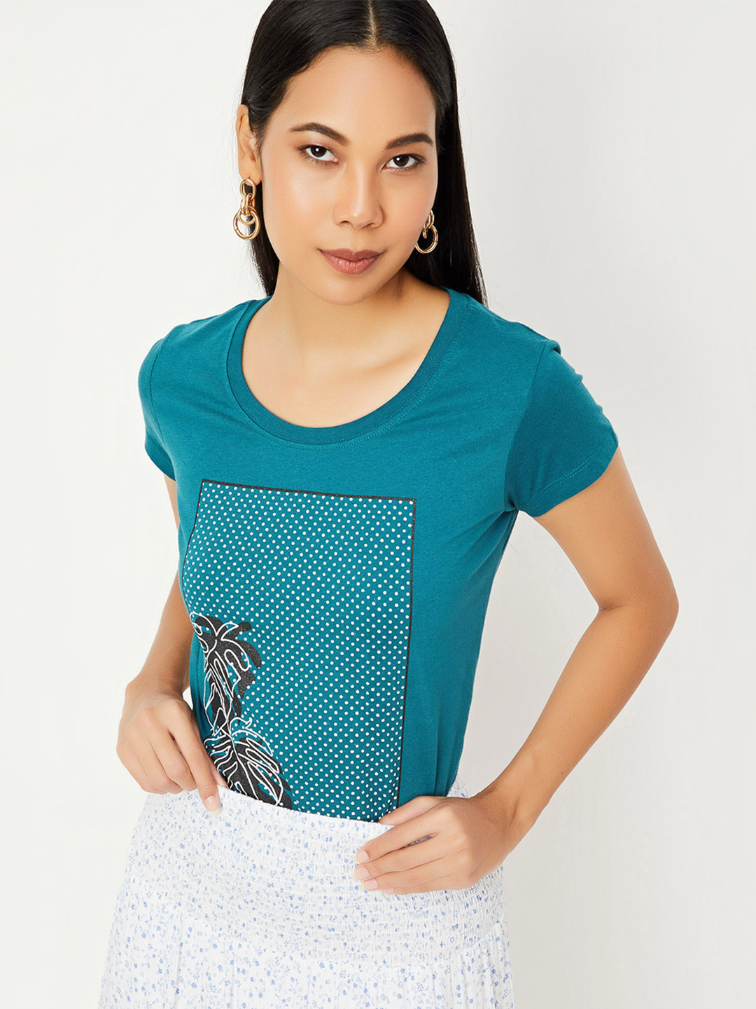 Buy Max Women Teal Printed Cotton T Shirt Tshirts For Women 17868306 Buy Max Women Teal Printed Cotton T Shirt Tshirts For Women 17868306