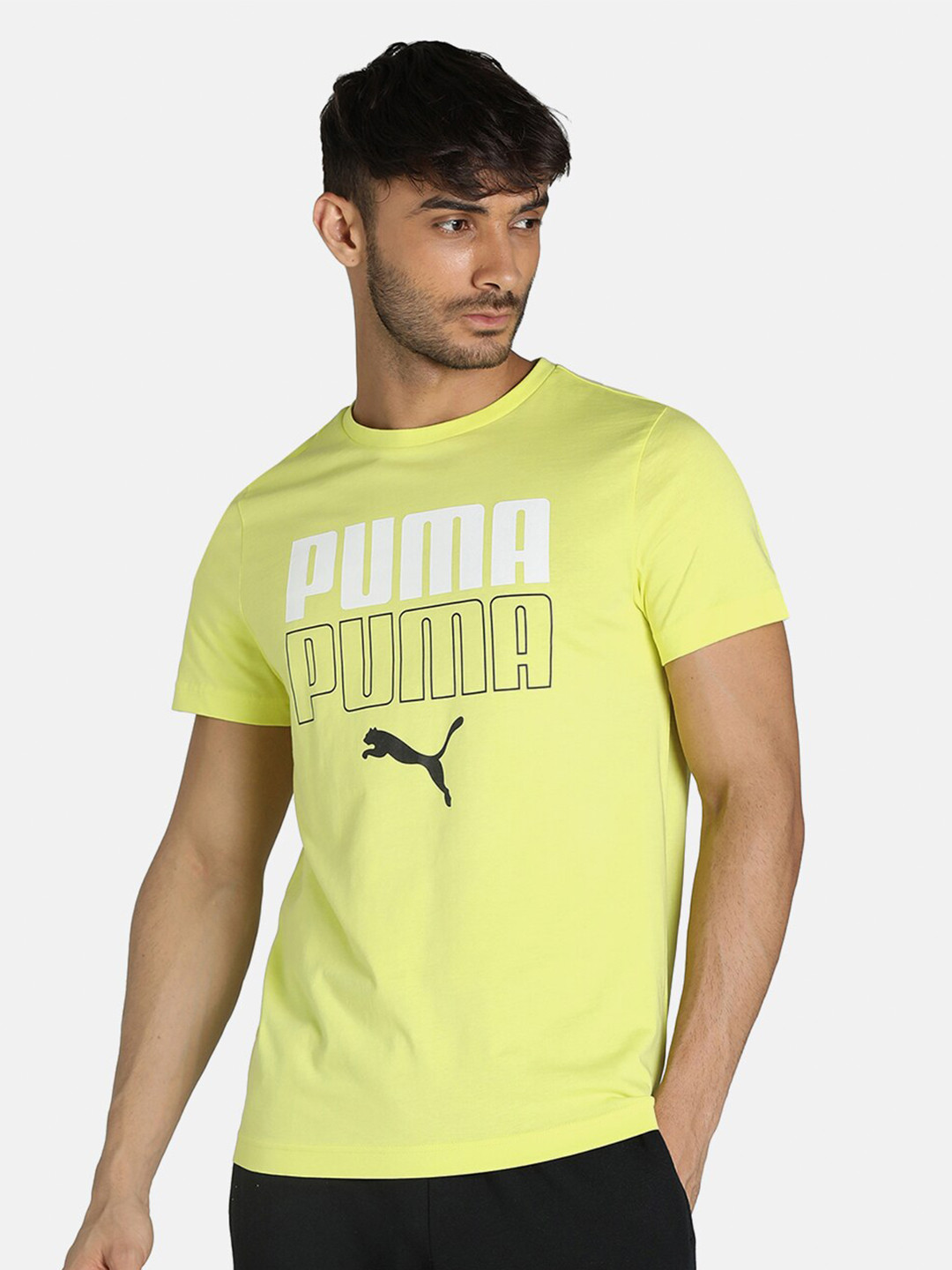 Buy Puma Men Yellow Brand Logo Printed Slim Fit T Shirt - Tshirts for ...