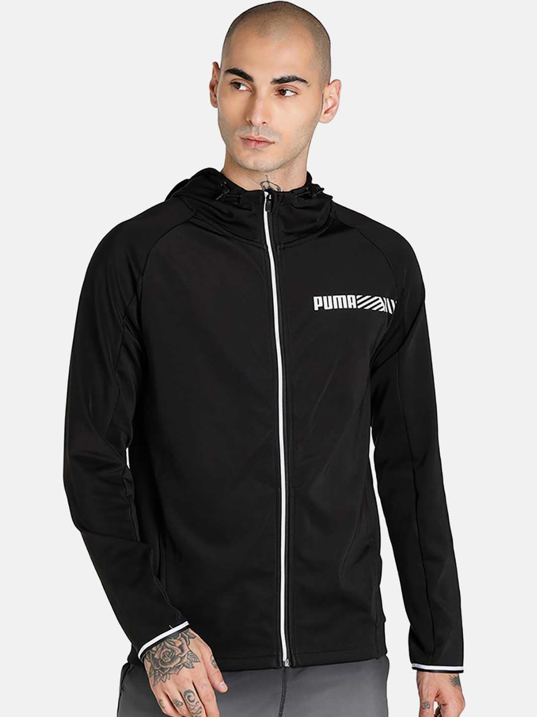 Buy Puma Men Black Regular Fit Sporty Track Jacket - Jackets for Men ...