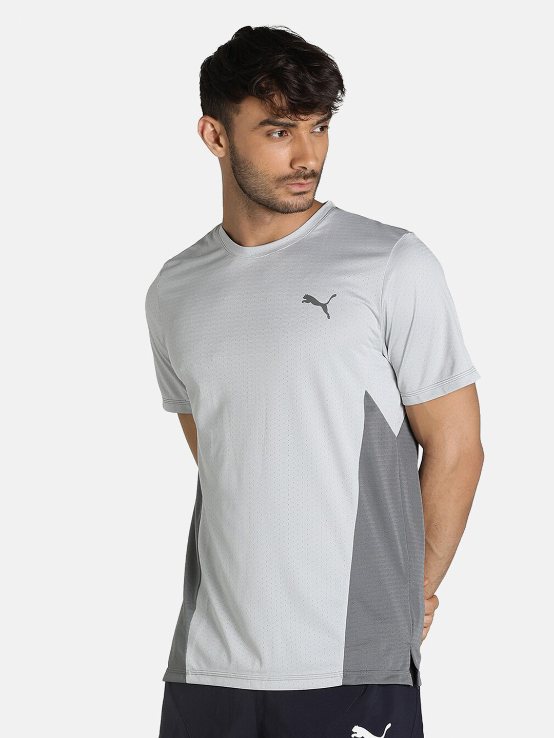 Buy Puma Men Grey Brand Logo Printed Training Or Gym T Shirt - Tshirts ...