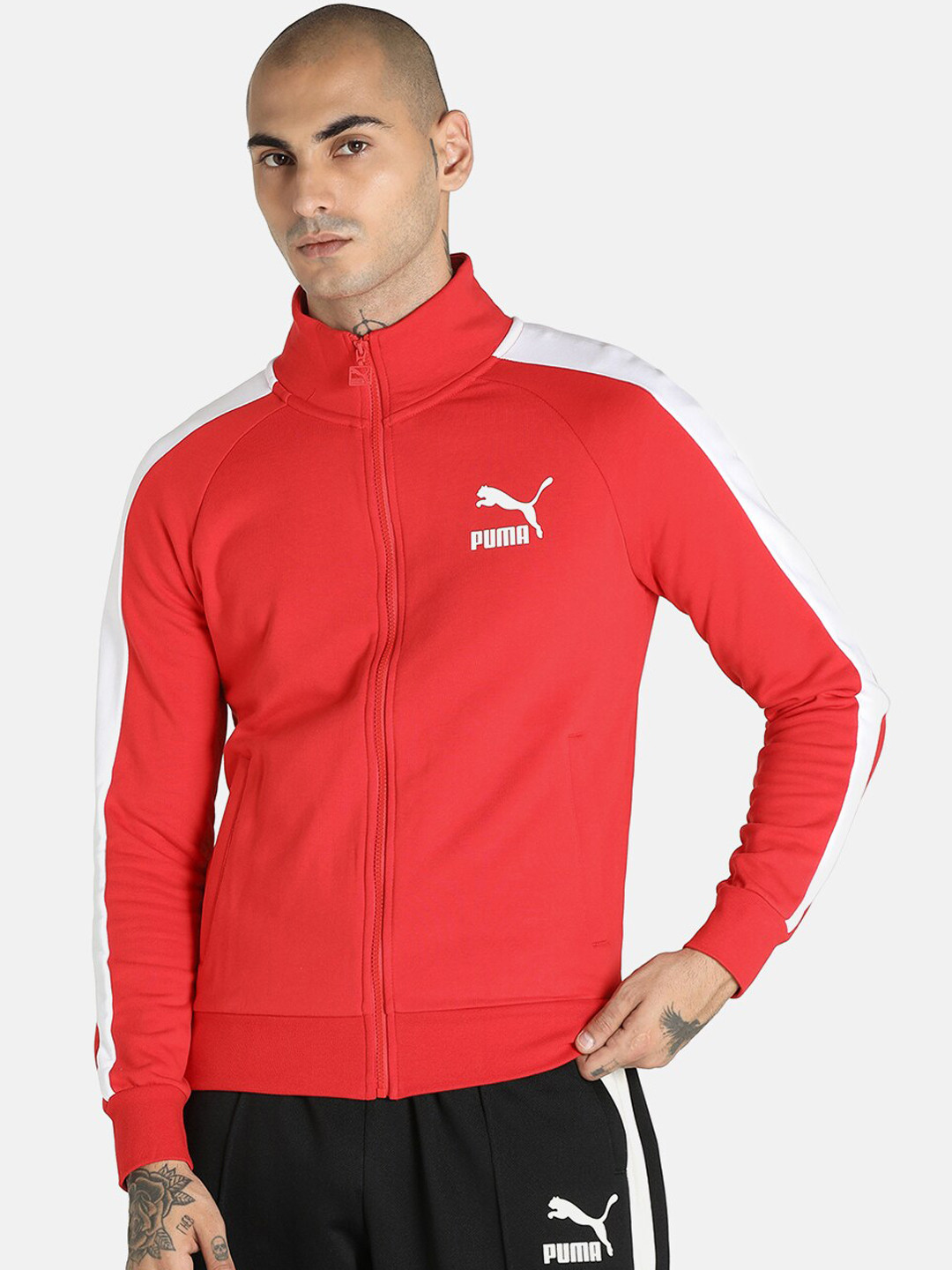 Buy Puma Men Red Brand Logo Bomber Track Jacket - Jackets for Men ...