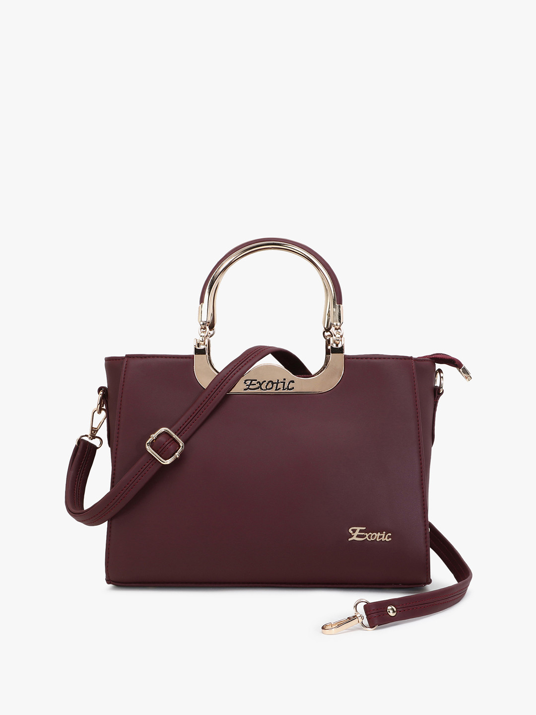 Buy Exotic Maroon PU Structured Handheld Bag - Handbags for Women ...