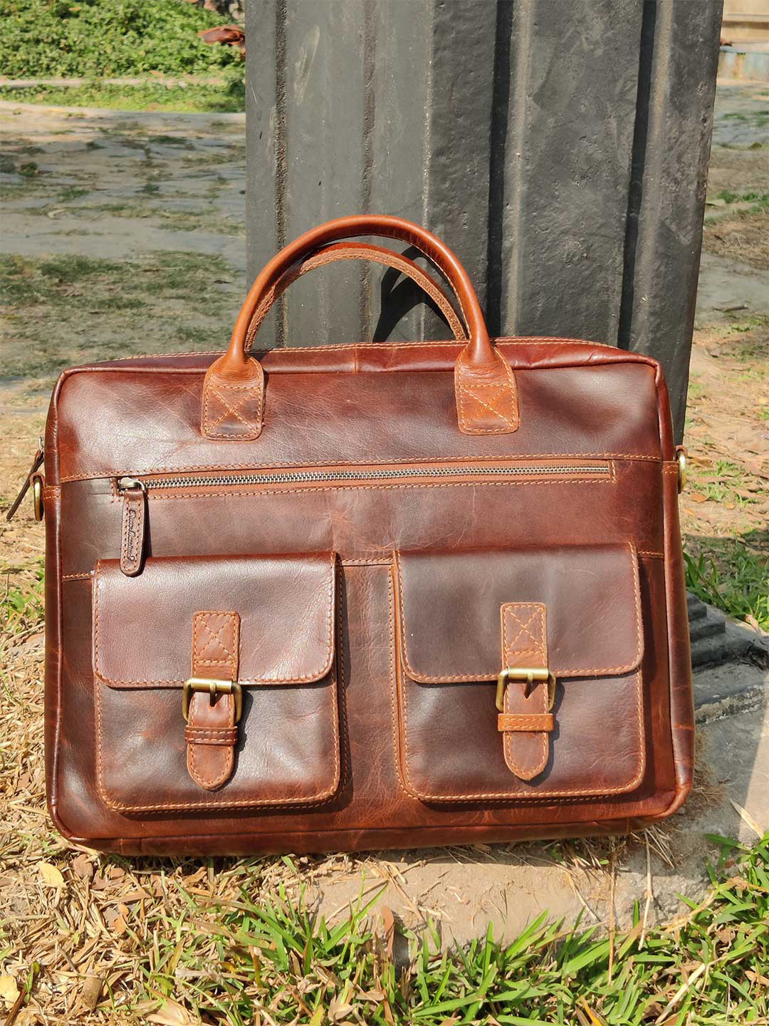 Buy Picco Massimo Unisex Brown Leather Laptop Messenger Bag - Messenger ...