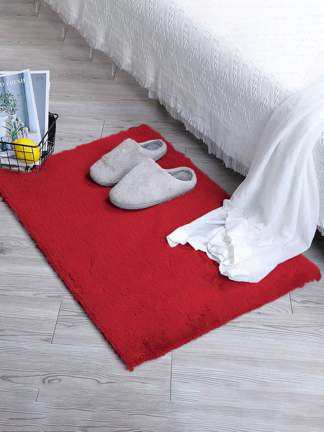 Buy LUXEHOME INTERNATIONAL Maroon Solid 1800 GSM Rectangular Floor Mat ...
