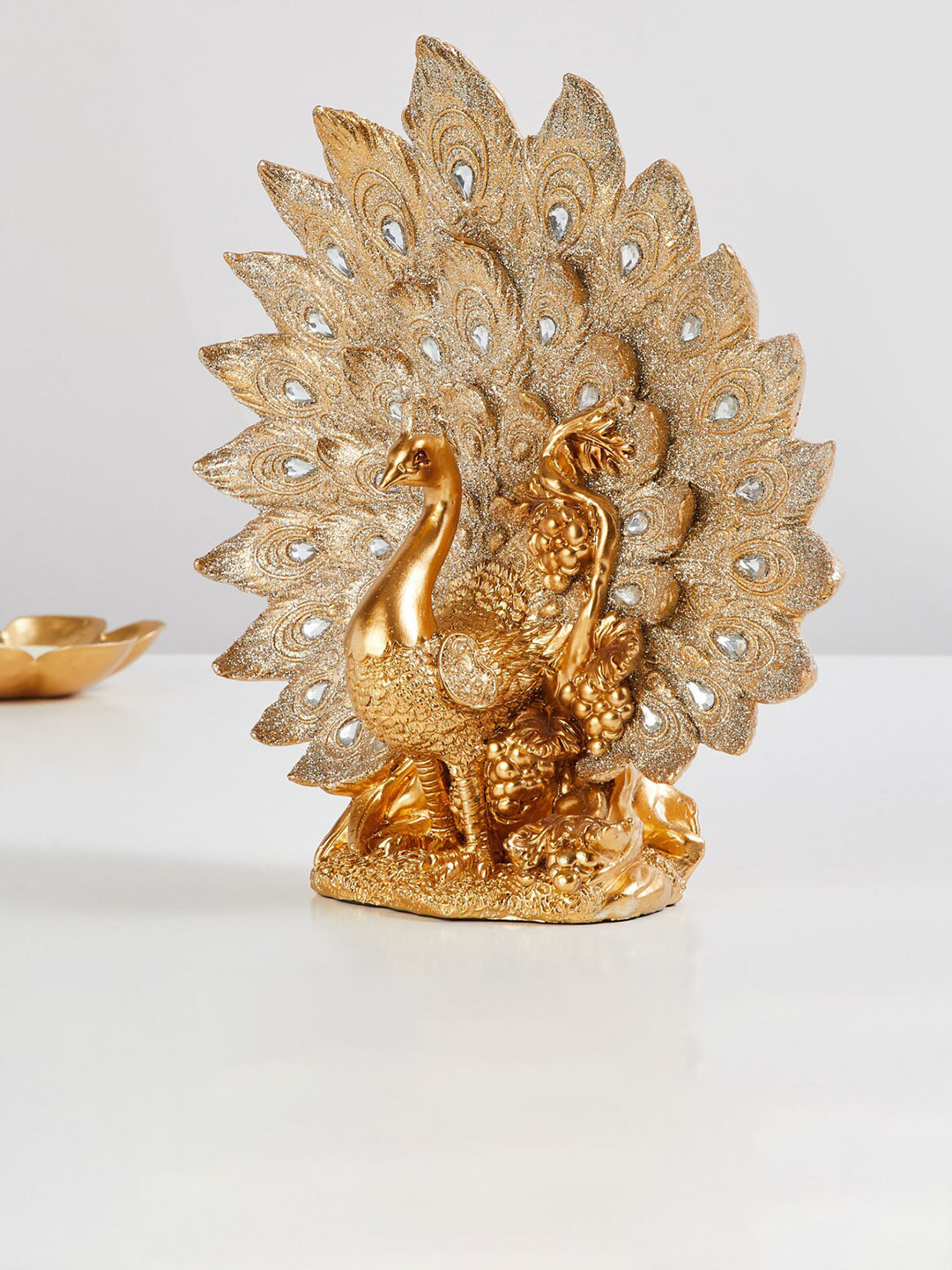 Buy Home Centre Gold Toned Textured Peacock Figurine Showpieces ...